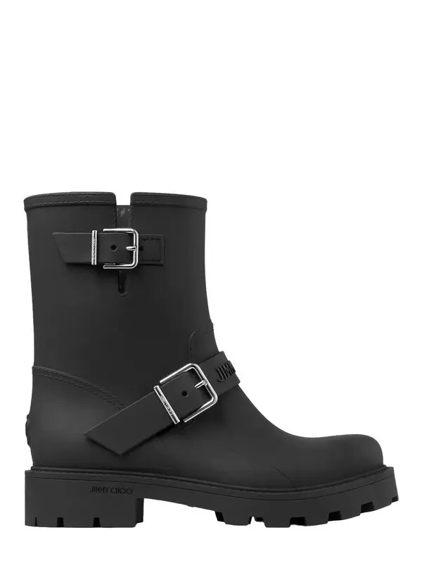 JIMMY CHOO Biker Rain Buckle-strap Boots - Black