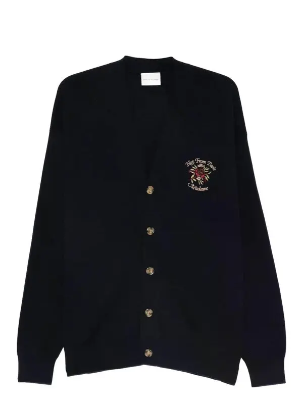 Drole De Monsieur Rose-embroidery Button-up Cardigan - Blue