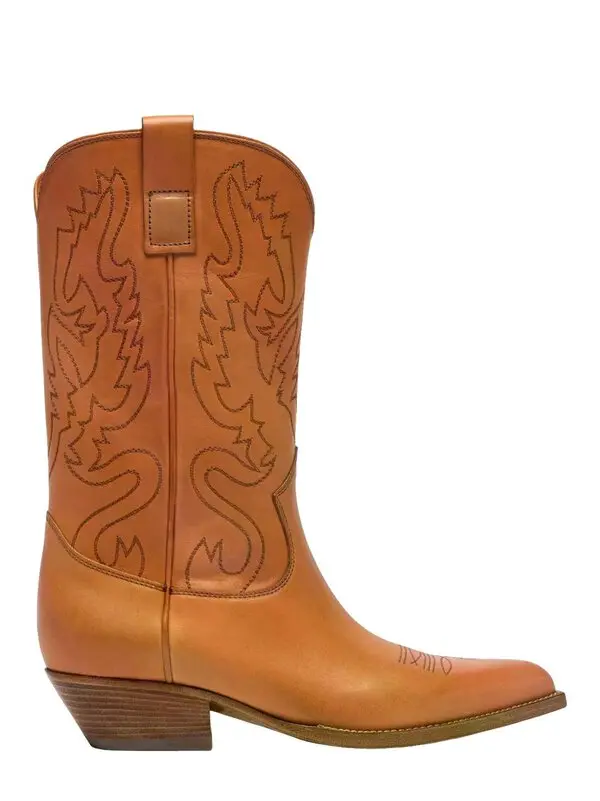 BUTTERO® Embroidered Western Boots - Brown