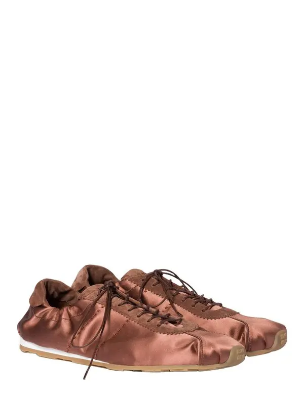 Miu Miu Plume Satin Sneakers - Cocoa Brown
