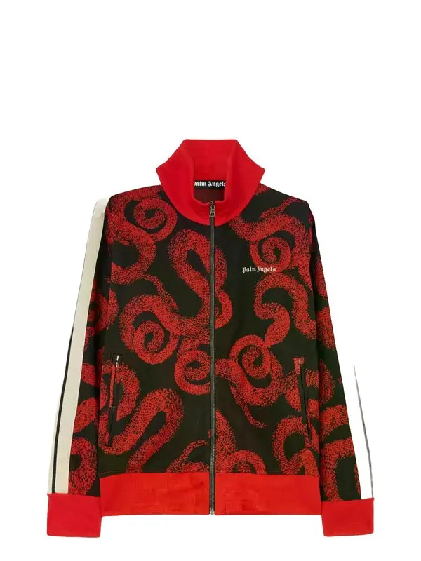 Palm Angels Snake-print Zip-up Sweatshirt - Red