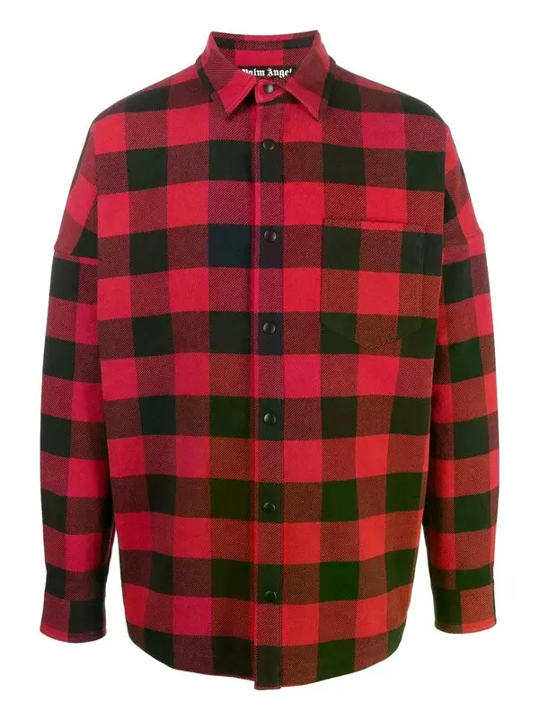 Palm Angels Logo-print Checked Shirt - Red