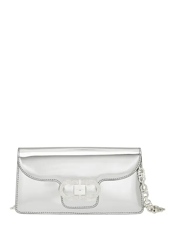 FERRAGAMO Mini Bag With Double Gancini Chain - Silver