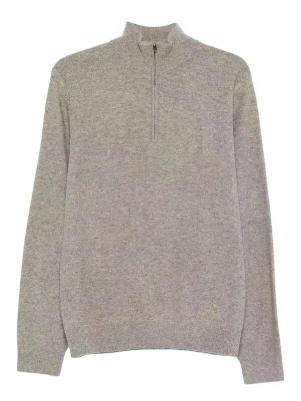 Vince Zip Mock-neck Sweater - Grey