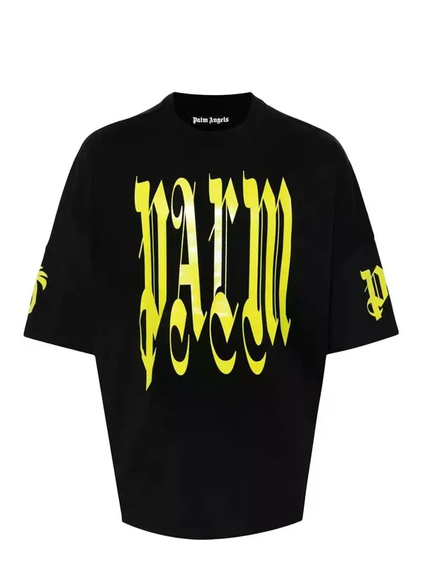 Palm Angels Gothic Logo-print T-shirt - Black