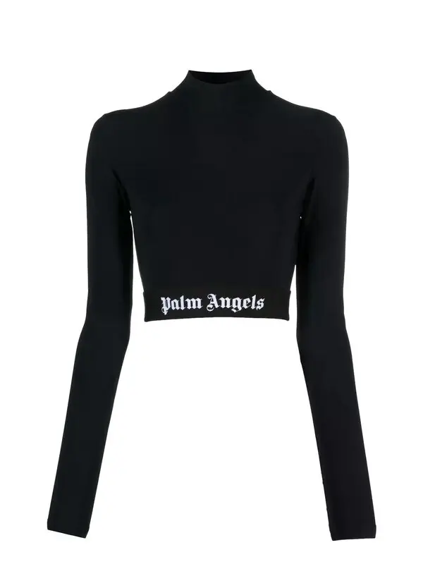 Palm Angels Logo-underband Crop Top - Black