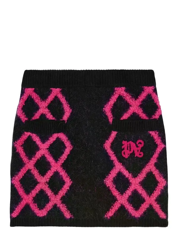 Palm Angels Knitted Argyle Miniskirt - Blue
