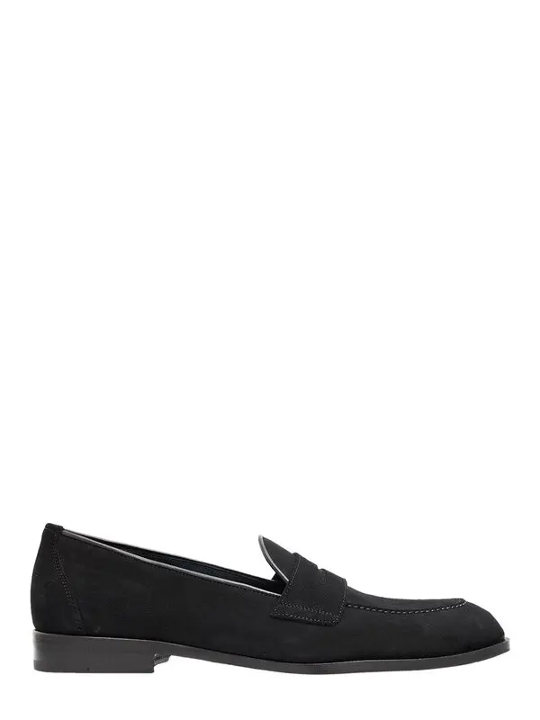 Brioni Appia Suede Penny Loafers - Black