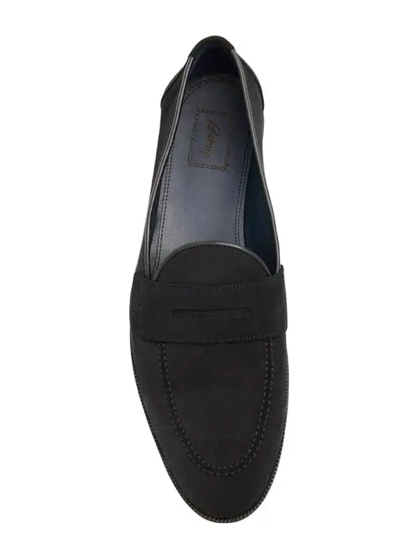 Brioni Appia Suede Penny Loafers - Black