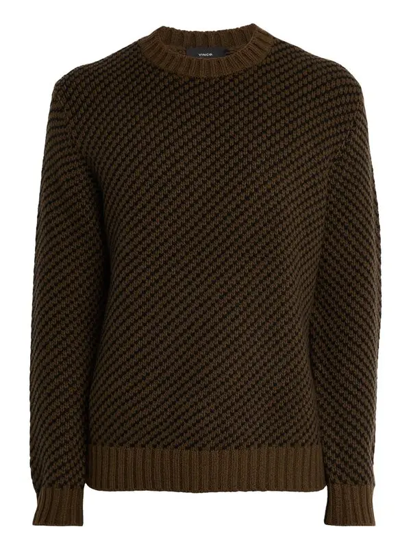 Vince Birdseye Twill Wool-cashmere Crewneck Sweater - 204dkr-dar