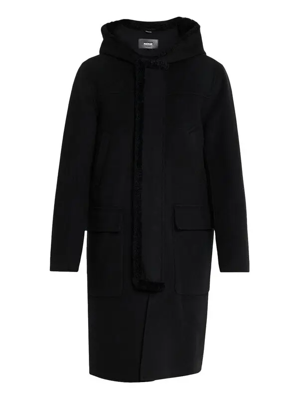 Mackage Abraham Long Wool Duffle Coat With Shearling Trim - Black