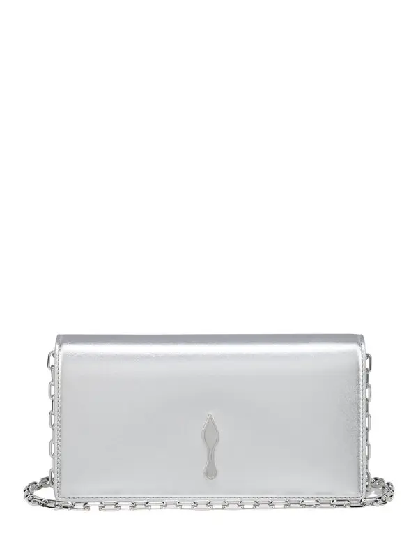 CHRISTIAN LOUBOUTIN Bettina Patent Leather Clutch - Silver