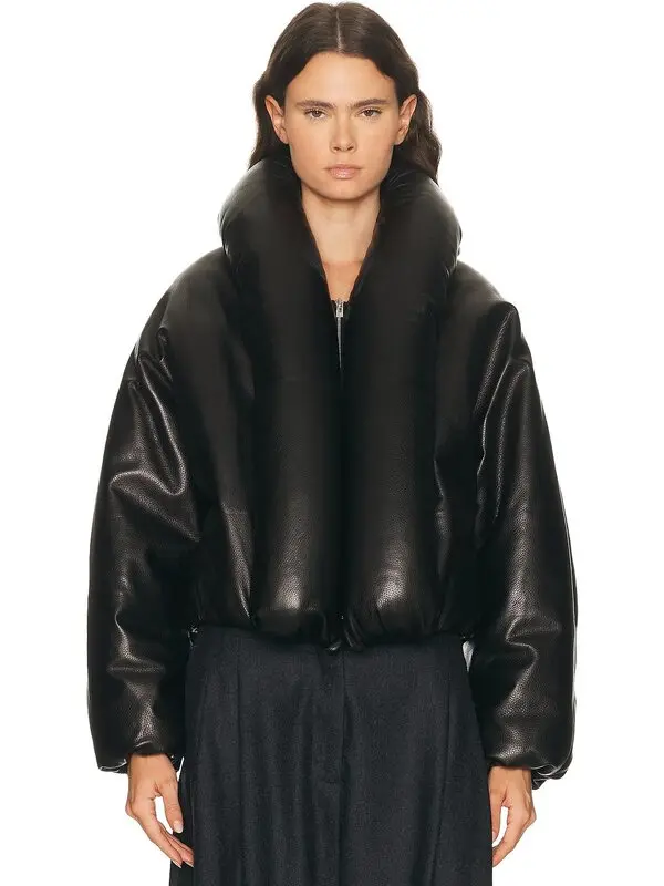 Alaïa Padded Leather Bomber Jacket - Noir Alaia