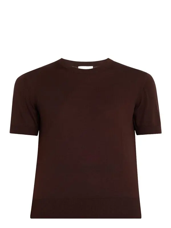 Saint Laurent Cashmere Short-sleeve Crewneck Sweater - Maroon