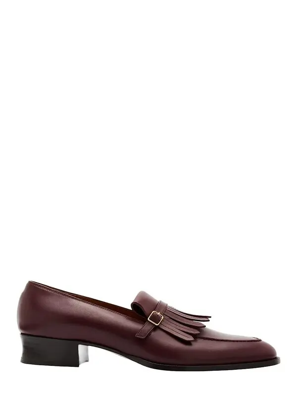 Loro Piana Pennan Leather Fringe Loafers - Oxblood