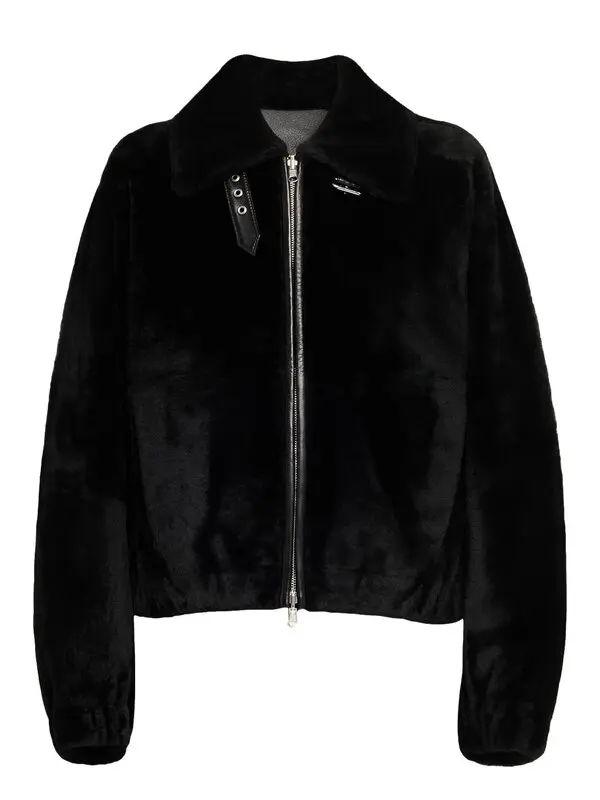Helmut Lang Reversible Shearling Bomber Jacket - Black