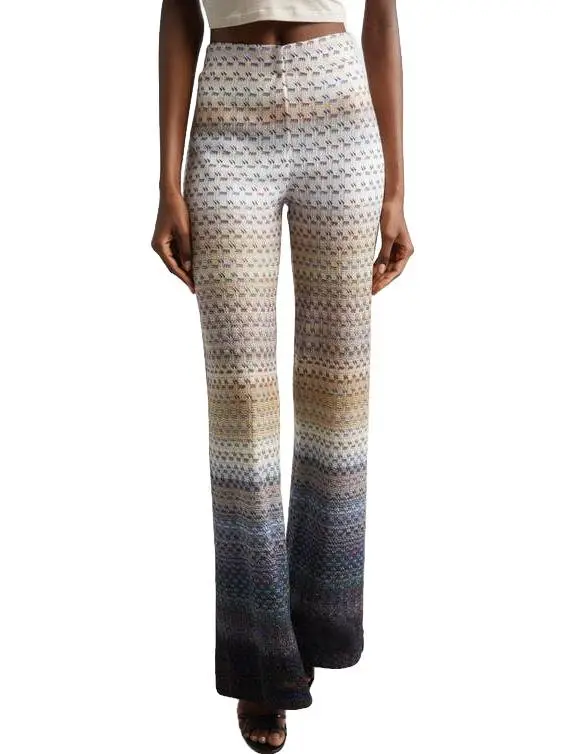 Missoni Wavy Stripe Raschel Knit Palazzo Pants - Blue And Brown Tones