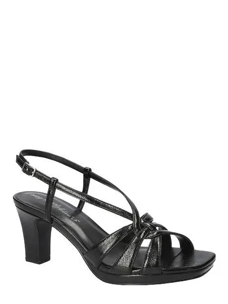 EASY WORKS BY EASY STREET Slingback Platform Sandal - Black Crinkled