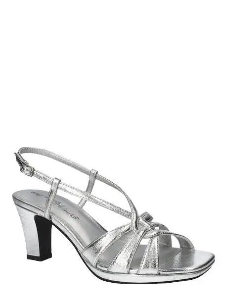 EASY WORKS BY EASY STREET Slingback Platform Sandal - Silver Crinkled