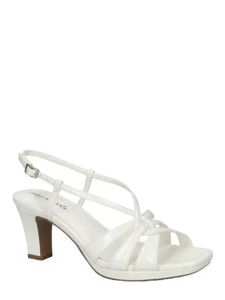 EASY WORKS BY EASY STREET Slingback Platform Sandal - White Crinkled Patent