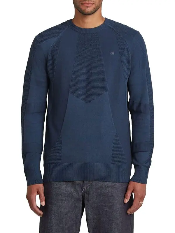 G-star Raw 3d Biker Textureblock Crewneck Sweater - India Ink/salute
