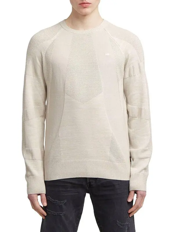 G-star Raw 3d Biker Textureblock Crewneck Sweater - White Bait Multi