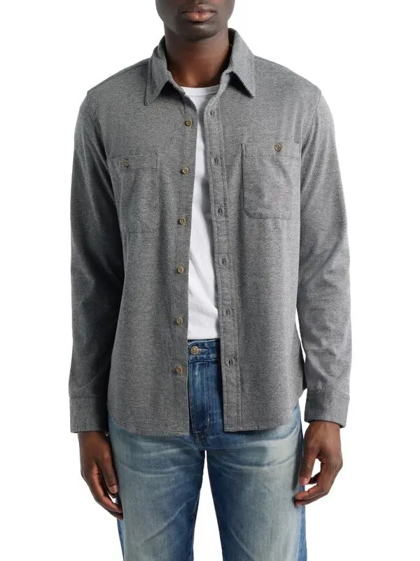 Ag Wayne Twill Button-up Work Shirt - Heather Grey