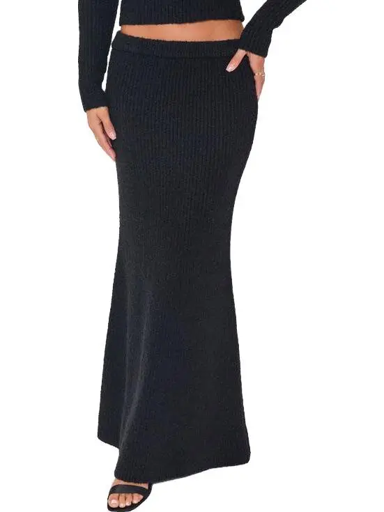 VICI Ruby Flute Rib Maxi Skirt - Black