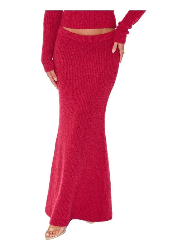 VICI Ribbed Maxi Skirt - Wine
