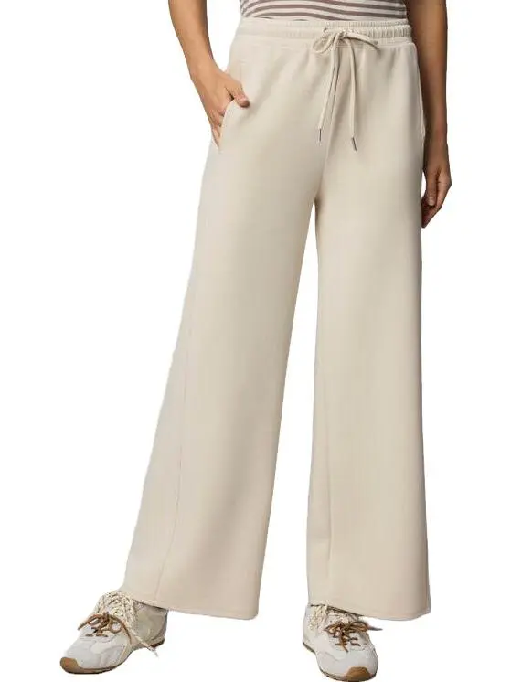 Splendid Scubasoft Wide Leg Drawstring Pants - Pale Oak White