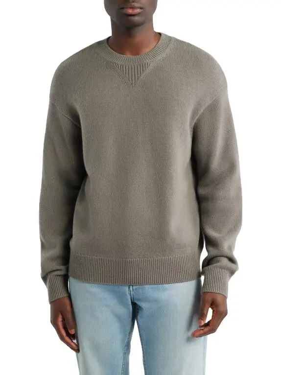 FRAME Elbow Patch Wool & Cashmere Pullover Sweater - Light Taupe