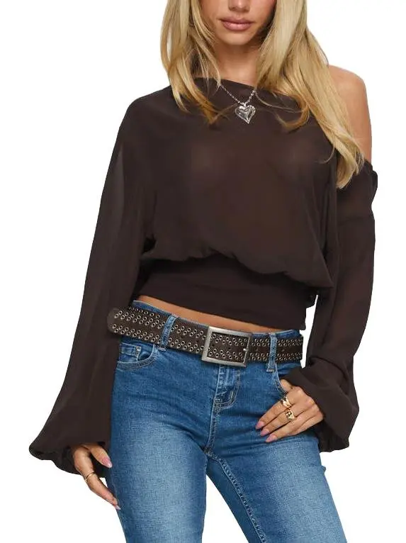 Princess Polly Idalina Off-the-shoulder Top - Brown