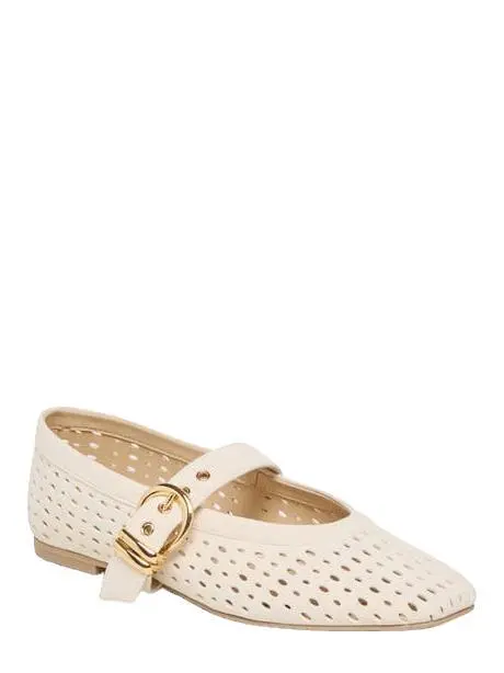 Dolce Vita Mikel Mary Jane Flat - Creme Perforated Suede