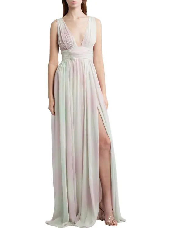 LoveShackFancy Madeline Gathered Sleeveless Gown - Misty Iris