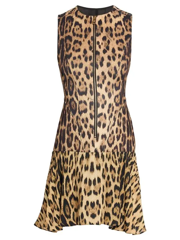 Roberto Cavalli Jaguar-print Mini Dress - Naturale