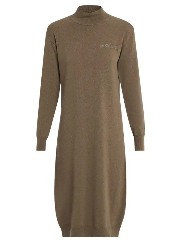 Peserico Cashmere, Silk, And Wool Knit Midi Dress - Clay Green