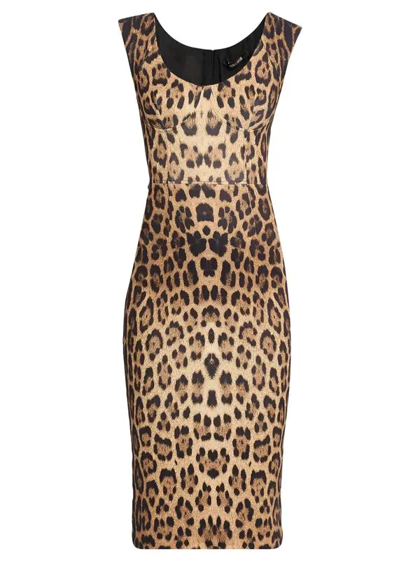 Roberto Cavalli Jaguar-print Sleeveless Midi Dress - Naturale