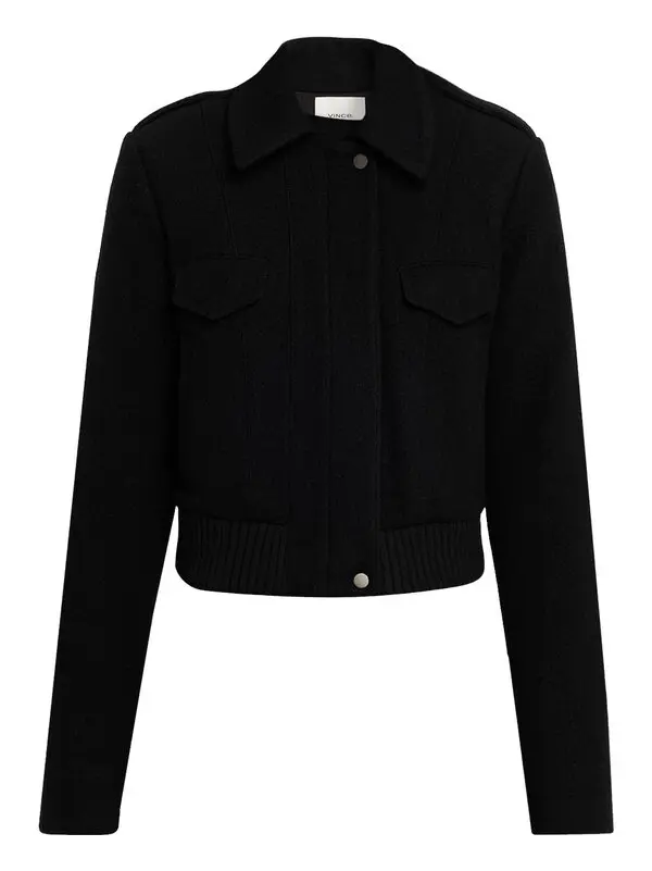 Vince Cropped Wool-blend Jacket - Black