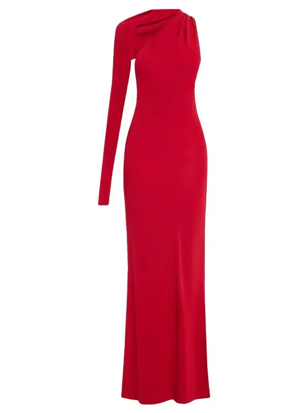 COURREGES One-shoulder Crepe Maxi Dress - Ruby
