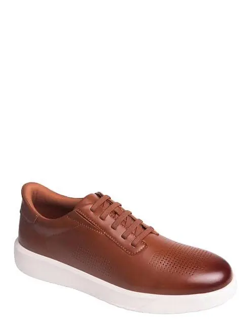 MARC JOSEPH NEW YORK Harbor Road Hands Free Technology Lightweight Leather Perforated Sneaker - Cognac Napa Leather