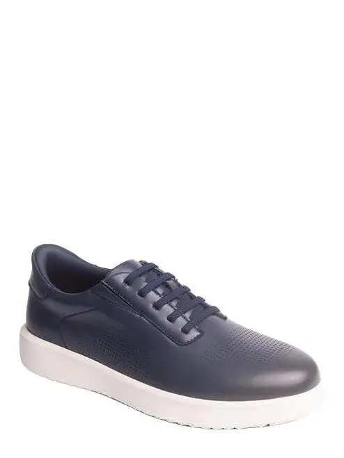 MARC JOSEPH NEW YORK Harbor Road Hands Free Technology Lightweight Leather Perforated Sneaker - Navy Napa Leather