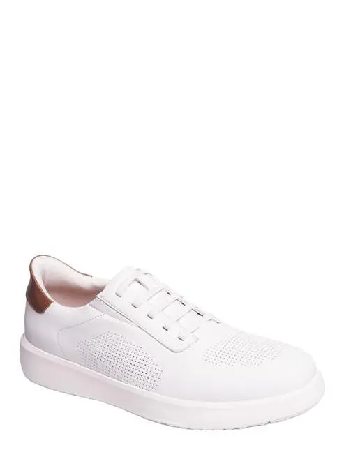 MARC JOSEPH NEW YORK Harbor Road Hands Free Technology Lightweight Leather Perforated Sneaker - White Napa Leather