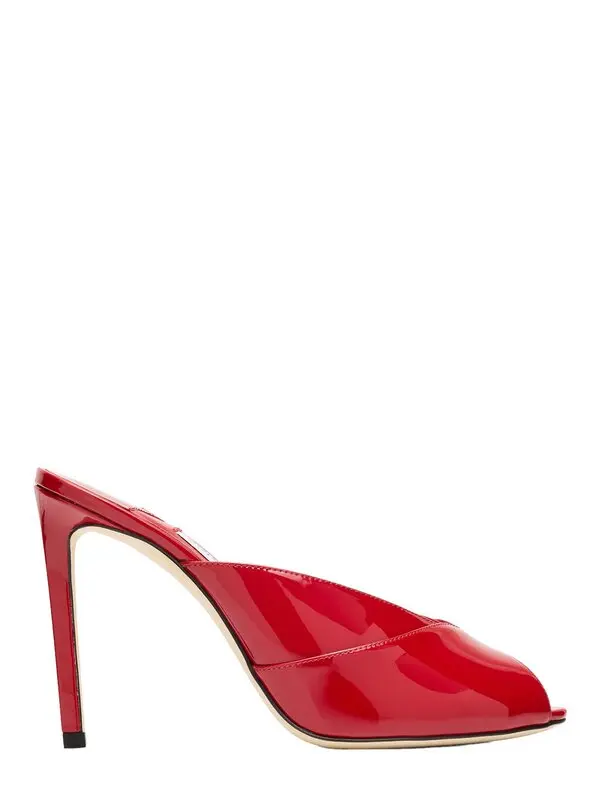 JIMMY CHOO Brigitte 100mm Patent Leather Mules - Ruby Red
