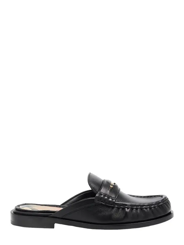 Burberry Cadet Leather Mules - Black