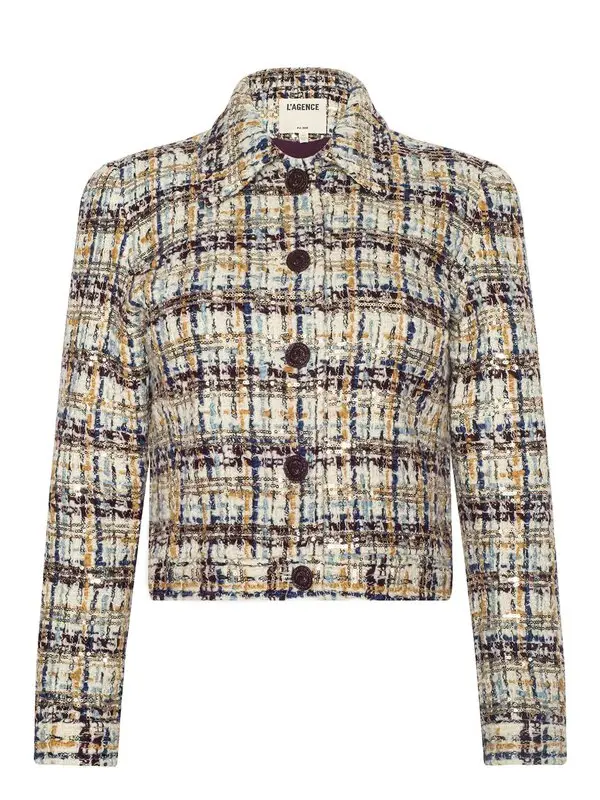L'Agence Kasey Sequined Tweed Jacket - Multi Twee
