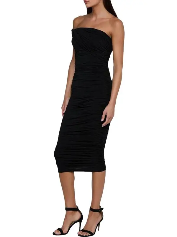 L & APOS;AGENCE Cheryl Shirred Midi Dress - Black