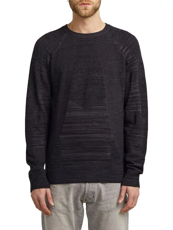 G-star Raw 3d Biker Textureblock Crewneck Sweater - Dark Black/asphalt