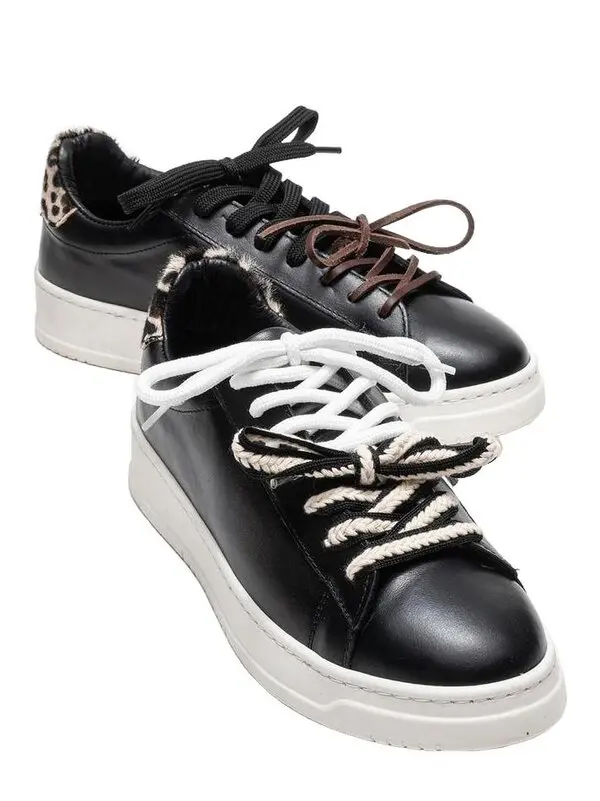 FOREVER & ALWAYS SHOES Warron Leather Sneakers - Black Leather