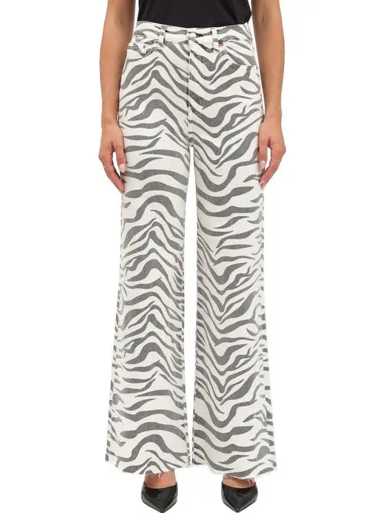 DAZE High-waist Wide Leg Jeans With Print - Zebra