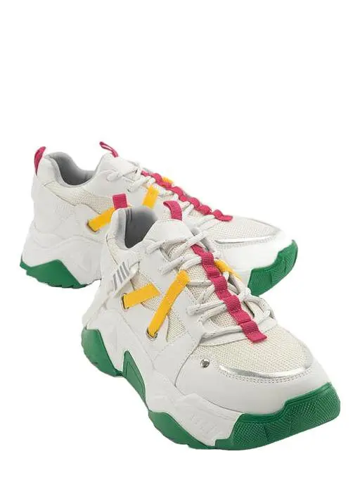 PROLOGUE SHOES Maggie Sport Sneakers - White Fuchsia Faux Leather
